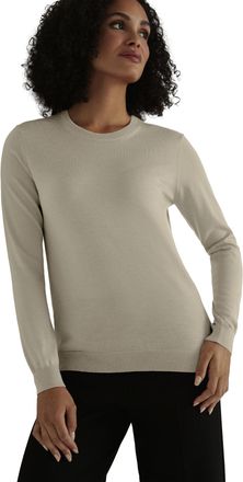 Falke Damen Pullover Basic New Merino Crew Neck W Pu Wolle elegant klassisch f&uuml;r Business und Freizeit mit Rundhalsausschnitt 1 St&uuml;ck, Beige Melange 4043, L