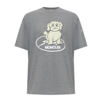 Moncler T-shirt en coton avec logo - Homme - Tops - Gris - Taille: XL