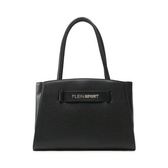 Plein Sport Eco-Leder Einkaufstasche mit silbernem Logo - - Bags - Damen - Schwarzk - ONE SIZE