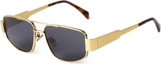 Generic Lunettes de soleil hexagonales rétro en métal pour femmes et hommes, lunettes de soleil de luxe tendance Steam Punk lunettes de soleil féminines UV400