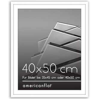 Americanflat Bilderrahmen 40x50 cm Wei&szlig; - Bilderrahmen 35x45 cm mit Passepartout - aus Kunststoff mit poliertem Plexi-Scheibe