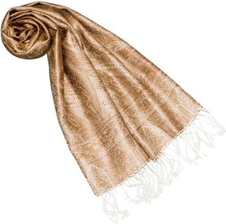 Lorenzo Cana Lorenzo Cana &Eacute;charpe de luxe en soie pour femme - 100 % soie tiss&eacute;e - &Eacute;l&eacute;gant motif cachemire - Marron clair - Marron cerf - 7868233, Fauve, 35 x 160 