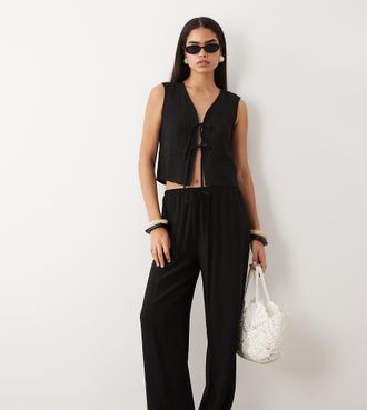 KAIIA Exclusivit&eacute; - Kaiia - Pantalon densemble ample en lin m&eacute;lang&eacute; - Noir