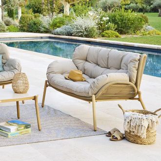 Hesperide Canap&eacute; de jardin Meloane beige 2 places en acier polyester - Hesp&eacute;ride