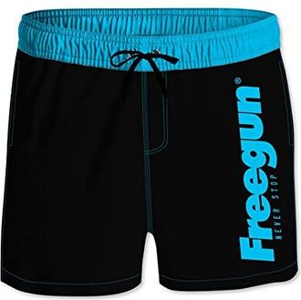 Freegun Maillot de Bain Garçon Piscine, Short de Bain Enfant, Léger, Ajustement Parfait et avec Doublure, Noir Taille 8 ans/10 Ans