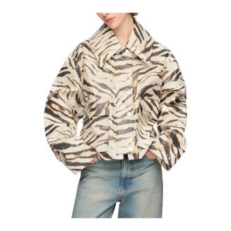 Ganni Tiger Print Cropped Jacket - - Jackets - Damen - Mehrfarbig - M/L