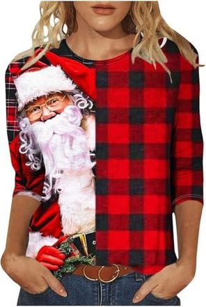 Generic Hauts de Noël à paillettes pour femme - Hauts de Noël pour femmes - T-shirts étincelants pour fêtes de festival - T-shirts surdimensionnés de soirée -