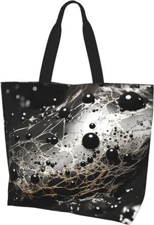 Generic Goutte DEncre Noire Sac Courses R&eacute;utilisable Sacs De Courses D&eacute;contract&eacute; Sac A Main Femme Pour Plage Quotidienne Gym