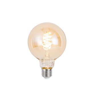 QAZQA Industrie I Vintage I Smarte H&auml;ngelampe I Pendellampe I Pendelleuchte dunkelgrau mit Holz 47 cm inkl. WiFi G95 - Arthur Dimmer I Dimmbar I Wohnzimmer 