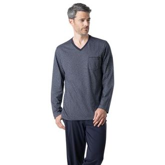 Eminence Pyjama Long Homme Business- Jersey 100% Coton Longue Dur&eacute;e - T-Shirt Manches Longues Col V + Pantalon 2 Poches - Label Oeko-TEX Standard 100