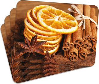 MG Design Set aus 4 Kork-Platzsets - Oranges 2 - 30 x 40 cm - hitzebeständig & abwischbar, mit Korkrückseite