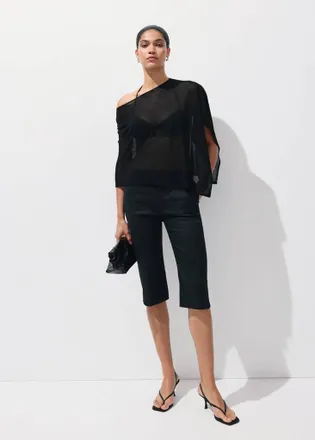 Mango Cape en maille asym&eacute;trique noir - Femme - XS-S - MANGO