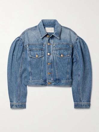 Ulla Johnson Cosette Verkürzte Jeansjacke - Blau