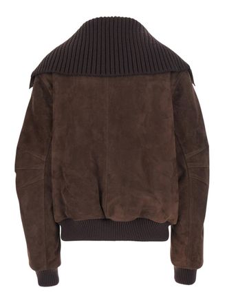 The Attico Womens Bomber Jacket Brown Suede Coat