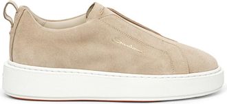 Santoni Femme, Chaussures, Beige, Taille: 39 EU Baskets slip-on en daim