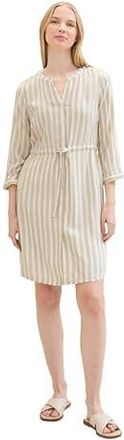 Tom Tailor 1041204 Robe, 35211-beige offwhite Stripe, 40 Femme