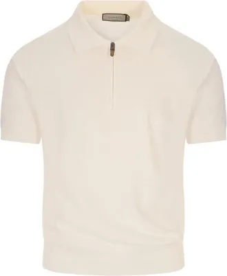 Canali Homme, Pulls, Blanc, Taille: M Polo Zipp&eacute; Manches Courtes