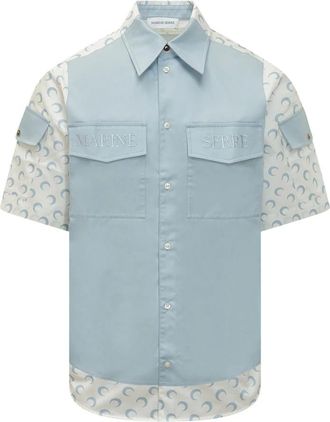 Marine Serre Homme, Chemises, Multicolore, Taille: XL Chemise Deadstock Contrasted Moon Poplin