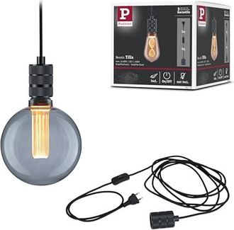 Paulmann 78436 Pendelleuchte Neordic Pendelleuchte Tilla inkl. Stecker ohne Leuchtmittel max. 20 Watt H&auml;ngeleuchte Schwarz Metall E27
