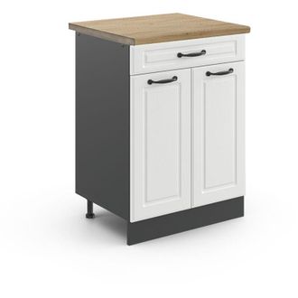 Vicco Meuble cuisine R-Line, Blanc campagne, 80 cm, pt Ch&ecirc;ne
