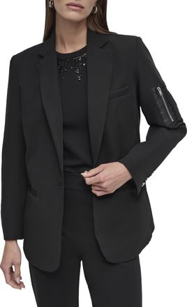 DKNY Womens Blazer,L/S Ponte Twill BLAZ,Black,S