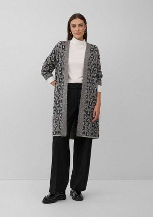 s.Oliver Cardigan Strickjacke Long-Cardigan im Relaxed Fit mit Leo-Print