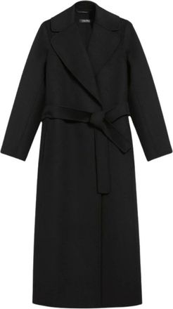 Max Mara Manteau cache-coeur ceintur&eacute; Poldo - Femme - Manteaux - Noir - Taille: 42 FR