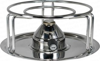 Kisag Rechaud CLASSIC SILVER &Oslash;19,5&times;10 cm mit Sicherheitsgasbrenner 1kW, St&ouml;vchen Edelstahl 18/10 f&uuml;r Fondue, Flamme stufenlos regulierbar, leicht zu reinige