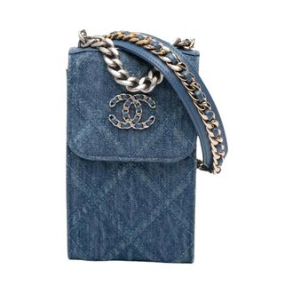 Chanel Sac bandouli&egrave;re porte-t&eacute;l&eacute;phone Pre-owned - Femme - Pre-owned - Bleu - Taille: ONE Size