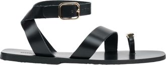 Estro & Luminara Femme, Chaussures, Noir, Taille: 40 EU Sandales en cuir avec anneau dorteil d&eacute;coratif