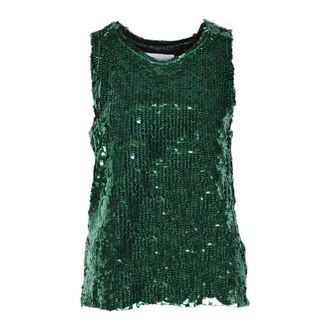 Erika Cavallini Semi Couture Pailletten &Auml;rmelloses Top - - Tops - Damen - Gr&uuml;n - L