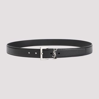 Saint Laurent Grained Calf Leather Belt