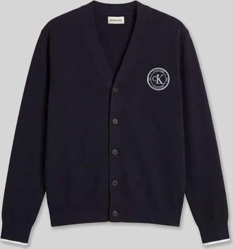 Calvin Klein Jeans Relaxed Fit Strickjacke aus reiner Baumwolle mit Logo-Stitching