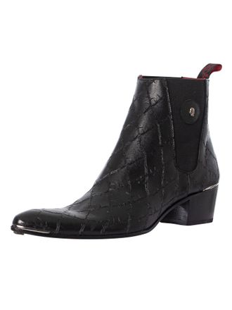 Jeffery West Chelsea-Stiefel Aus Leder Mit Totenkopf-Motiv, Schwarz