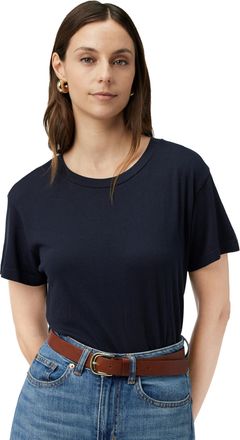 Marc O'Polo Damen T-Shirt aus Bio-Baumwolle Loose Fit, Blau (Manic Midnight), XXL