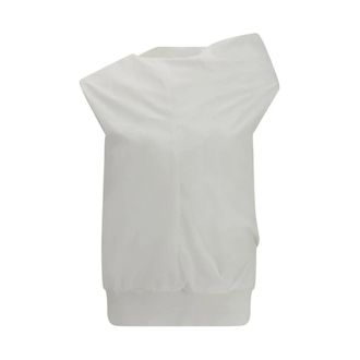 sacai Femme, Blouses et Chemises, Blanc, Taille: 42 FR SweaT-shirt en polyester avec poignets et ourlet c&ocirc;tel&eacute;s