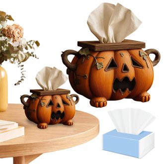 Generic Generische Halloween-K&uuml;rbis-Taschentuchbox mit Jack-O-Lantern-Taschentuchspender