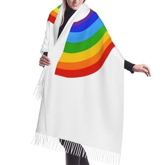 Generic épais Foulard Echarpe Impression Rainbow Châle Écharpe Confortable Wrap Foulard pour Mariage Party Femmes 68X196cm