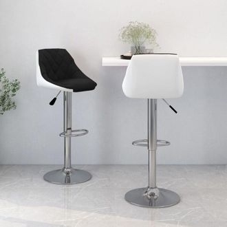 vidaXL Vidaxl - Lot de 2 tabourets de bar noir et blanc en similicuir - Hauteur r&eacute;glable 82-103 cm - Pivotant 360&deg; avec repose-pied int&eacute;gr&eacute;