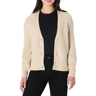 Amazon Essentials Cardigan C&ocirc;tel&eacute; Doux Au Toucher Femme, Beige, M