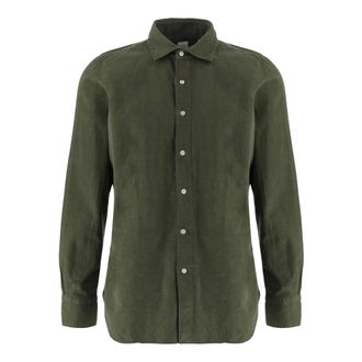 Finamore Homme, Chemises, Vert, Taille: 4XL Chemise en Coton C&ocirc;tel&eacute;