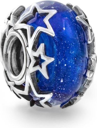 Pandora Charm Murano-Glas Moments Sterne Silber, blau 790015C00