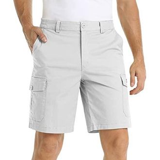 Generic Lot de shorts chino pour homme - Taille &eacute;lastique - Pantalon cargo de couleur unie - Coupe droite - Pour l&eacute;t&eacute;, le golf, le travail, les vacances - Sho
