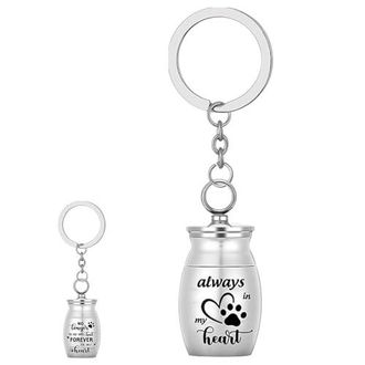 Generic Porte-cl&eacute;s en forme de cendres danimaux de compagnie - Pendentif urne comm&eacute;morative, porte-cl&eacute;s souvenir en acier inoxydable | Pet Cremation Remoke Me