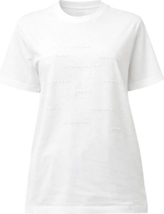 Elisabetta Franchi Femme, Tops, Blanc, Taille: 46 FR T-shirt &agrave; logo en relief