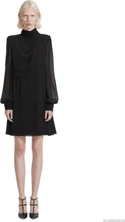 Valentino Draped High Neck Silk Mini Dress
