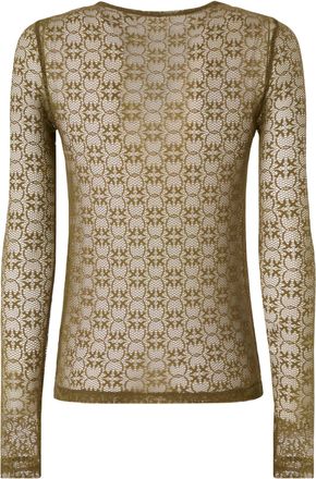 Pinko Lace Logo-Motif Blouse - Green