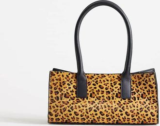 Topshop Tiana Tote-Bag aus Echtleder mit Leopardenmuster-Braun