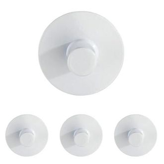 WENKO Wandhaken Savona Wei&szlig; Edelstahl - Handtuch-Haken, Kleiderhaken, selbstklebend, Edelstahl rostfrei, 5 x 2 x 5 cm, Wei&szlig; (Packung mit 4)