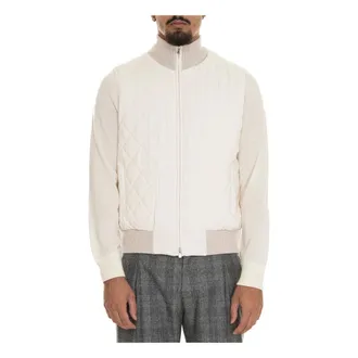 Gran Sasso Homme, Vestes, Beige, Taille: L Gilet Matelassé avec Col en Maille Extensible